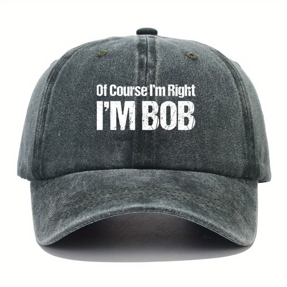 'm Bob Printed Baseball Cap Hip Hop Washed Distressed - Temu