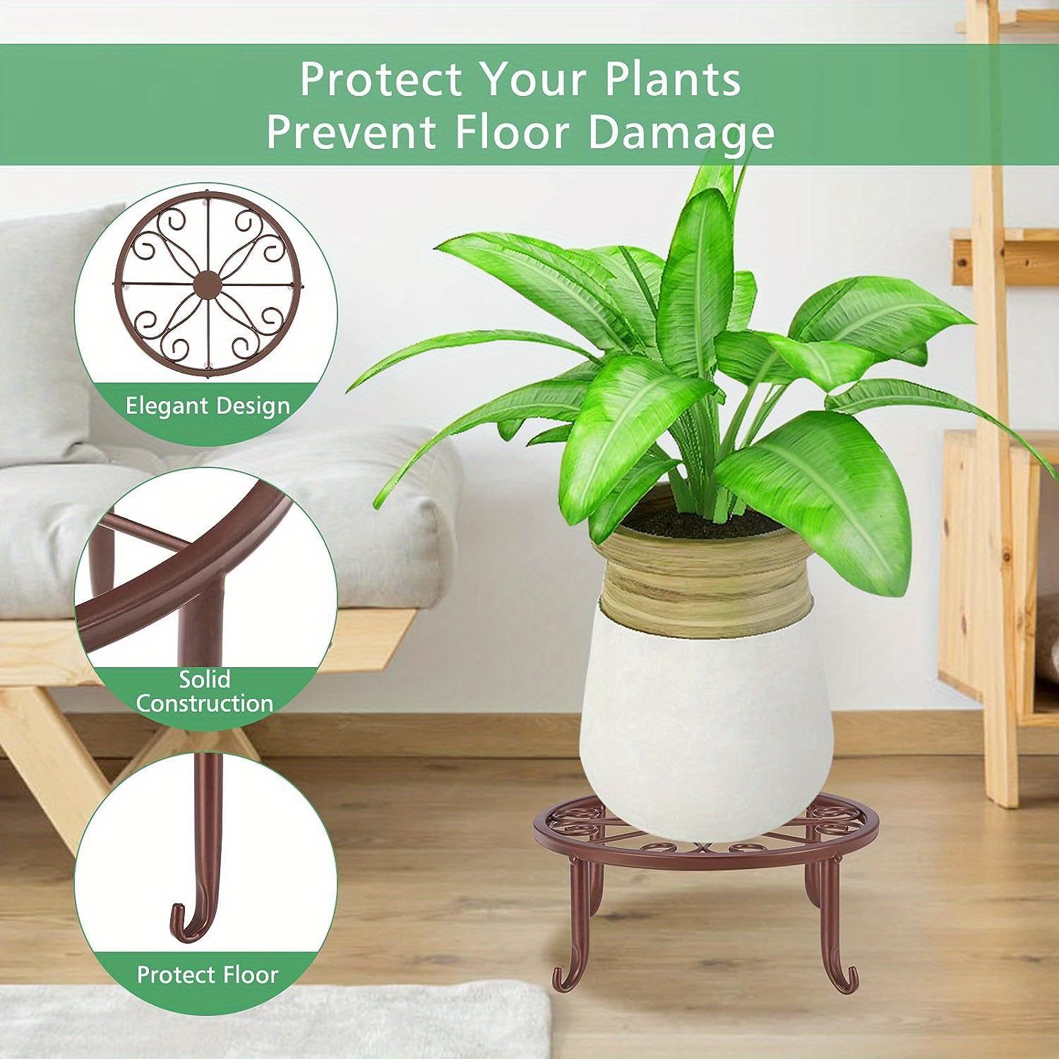 3 potted plant stands 9 heavy duty iron round stands indoor outdoor ...