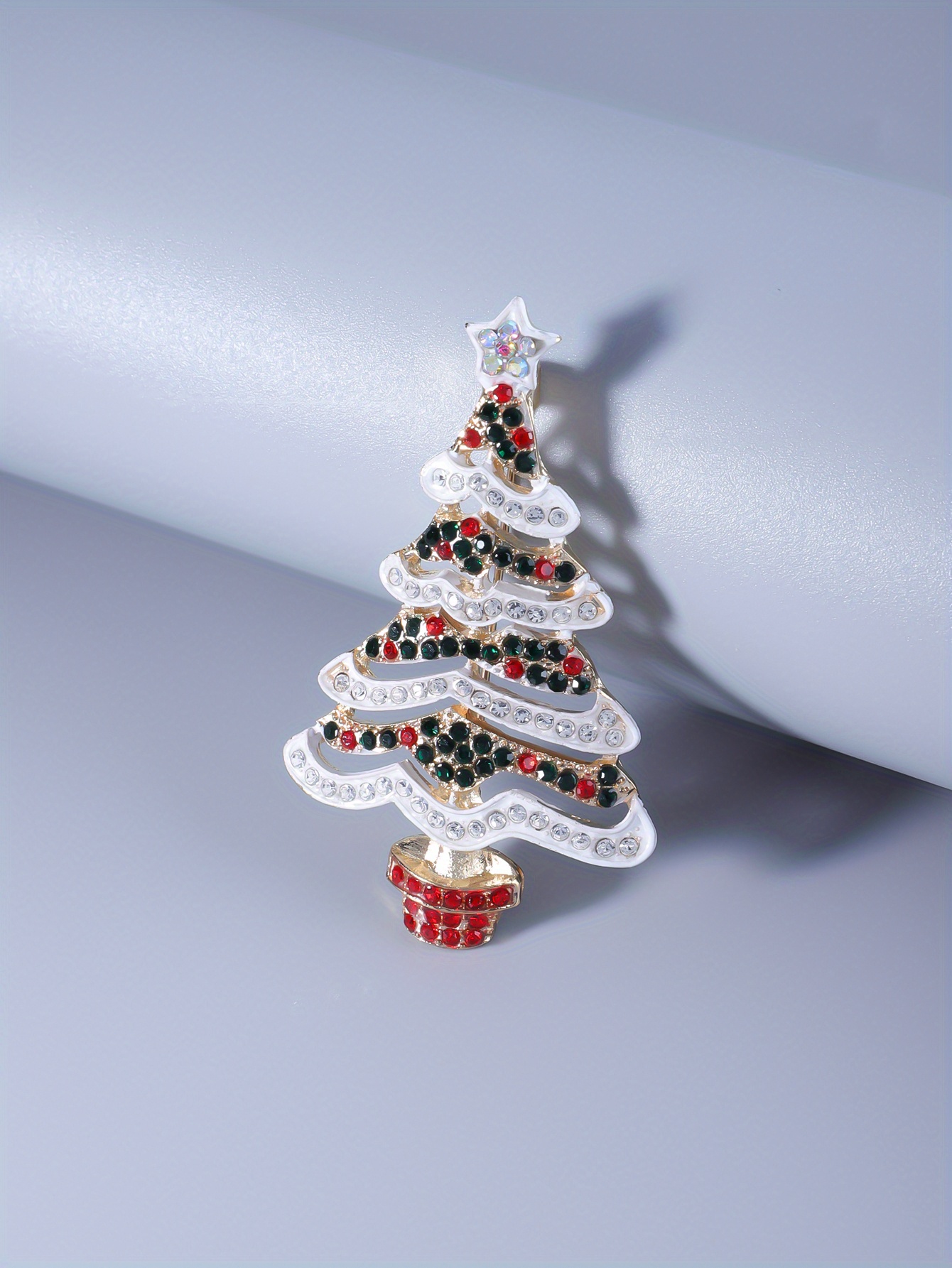White Christmas Tree Alloy Brooch Pin Inlaid Shiny - Temu Australia