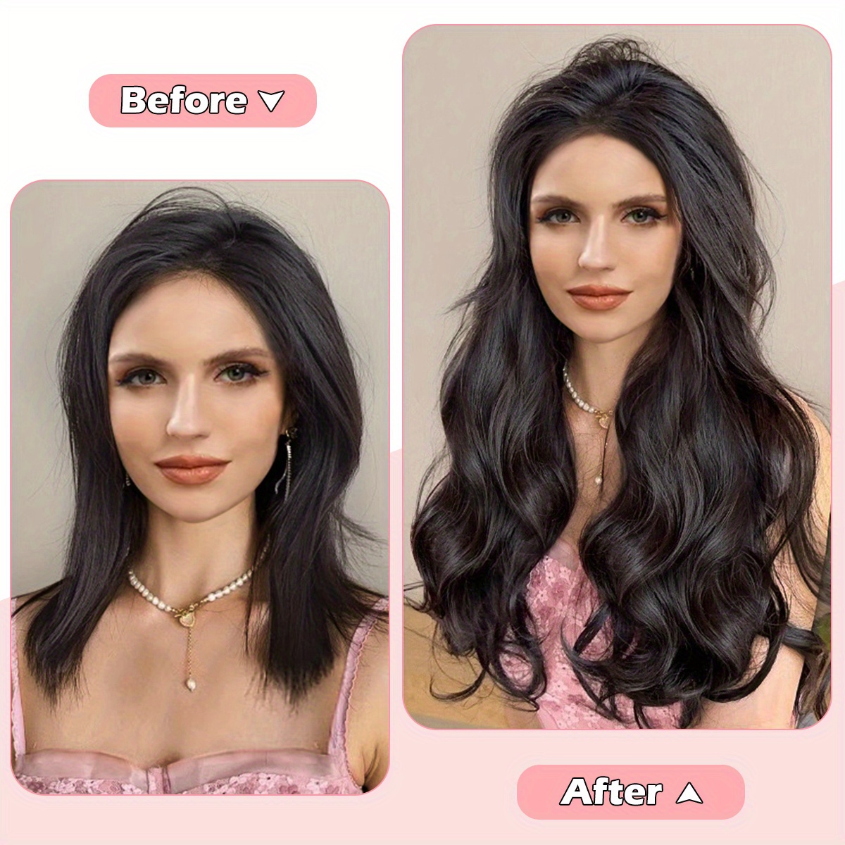 Invisible Hair Extensions Long Wavy Hairpiece Fashionable - Temu Australia