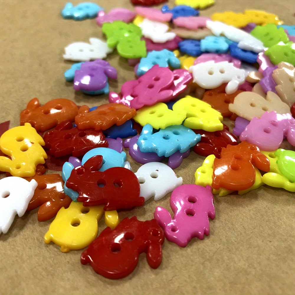 50pcs double eye plastic buttons colored rabbit buttons diy crafts ...