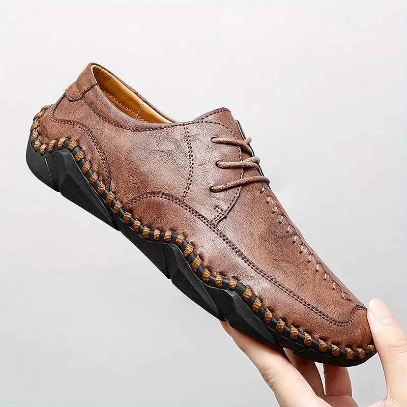 Mens Leather Derby Shoes Casual Walking Shoes Lace Up Front Shoes For
