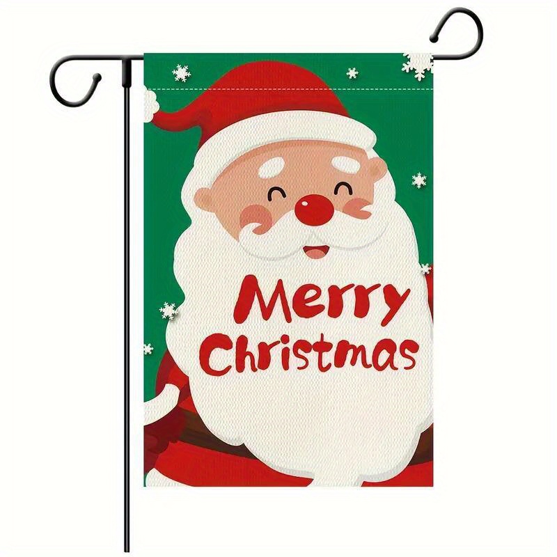 Merry Christmas Santa Claus Garden Flag Linen Double Sided - Temu ...