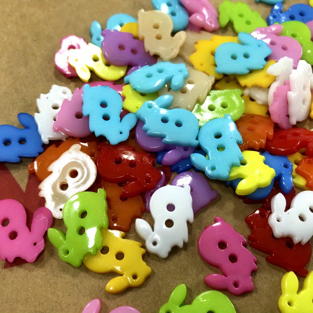 50pcs Double Eye Plastic Buttons Colored Rabbit Buttons Diy Crafts ...