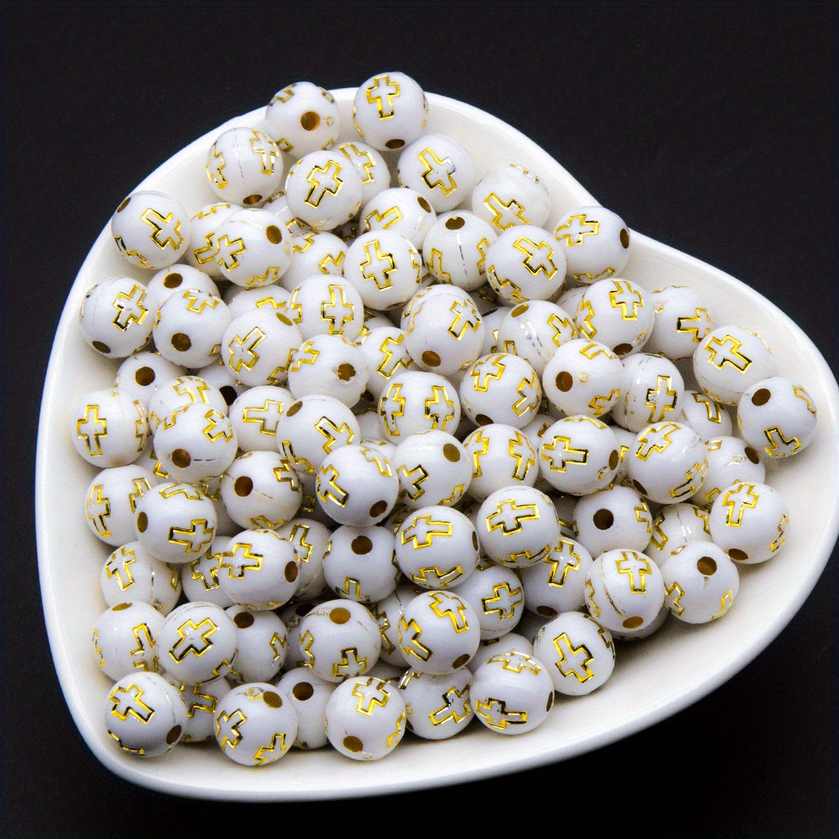 Round Beads Football Cross Etc Pattern Perfect Diy Bracelets - Temu ...