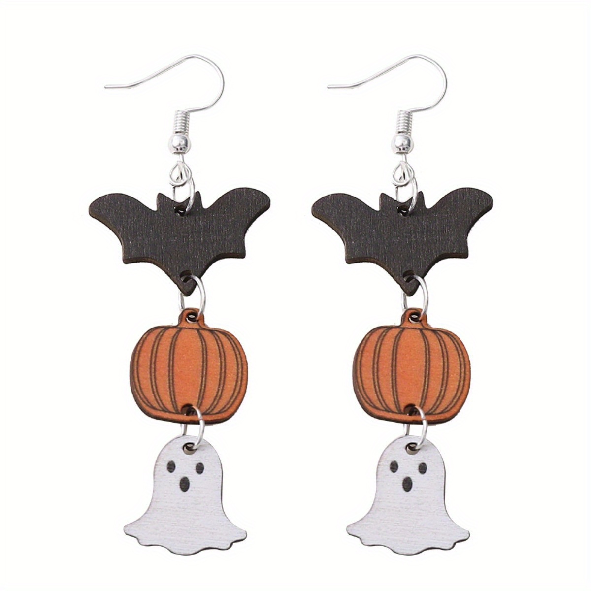 Funny Halloween Ghost Pumpkin Bat Wooden Dangle Earrings - Temu Australia