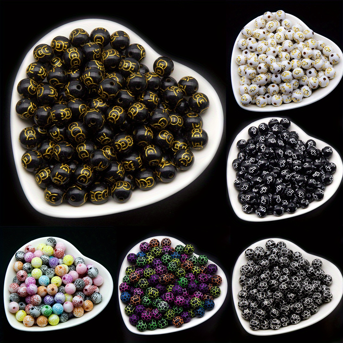 Round Beads Football Cross Etc Pattern Perfect Diy Bracelets - Temu ...