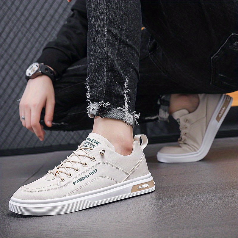 Men's Skate Shoes With Good Grip, Breathable Lace-up Pu Leather ...