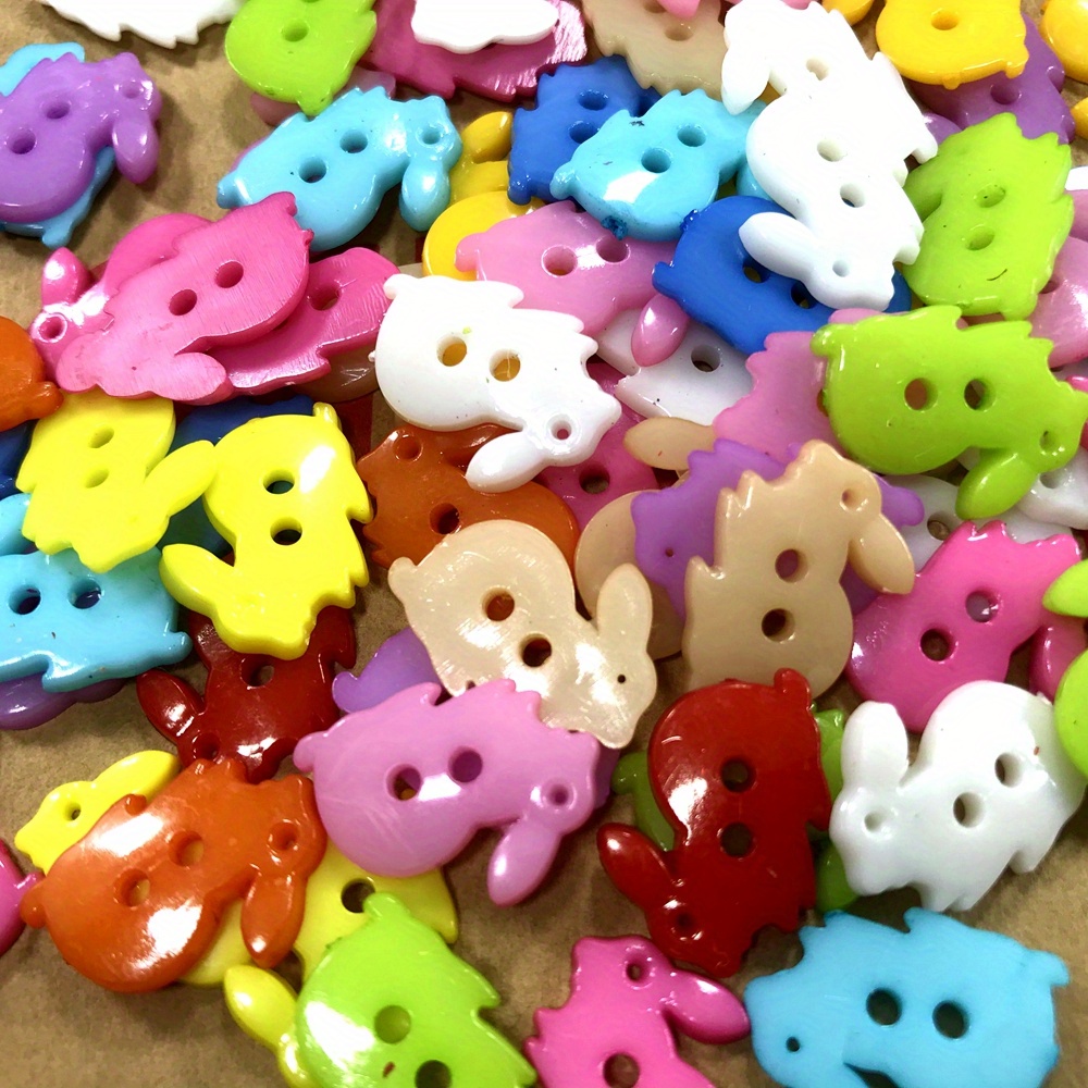 50pcs double eye plastic buttons colored rabbit buttons diy crafts ...