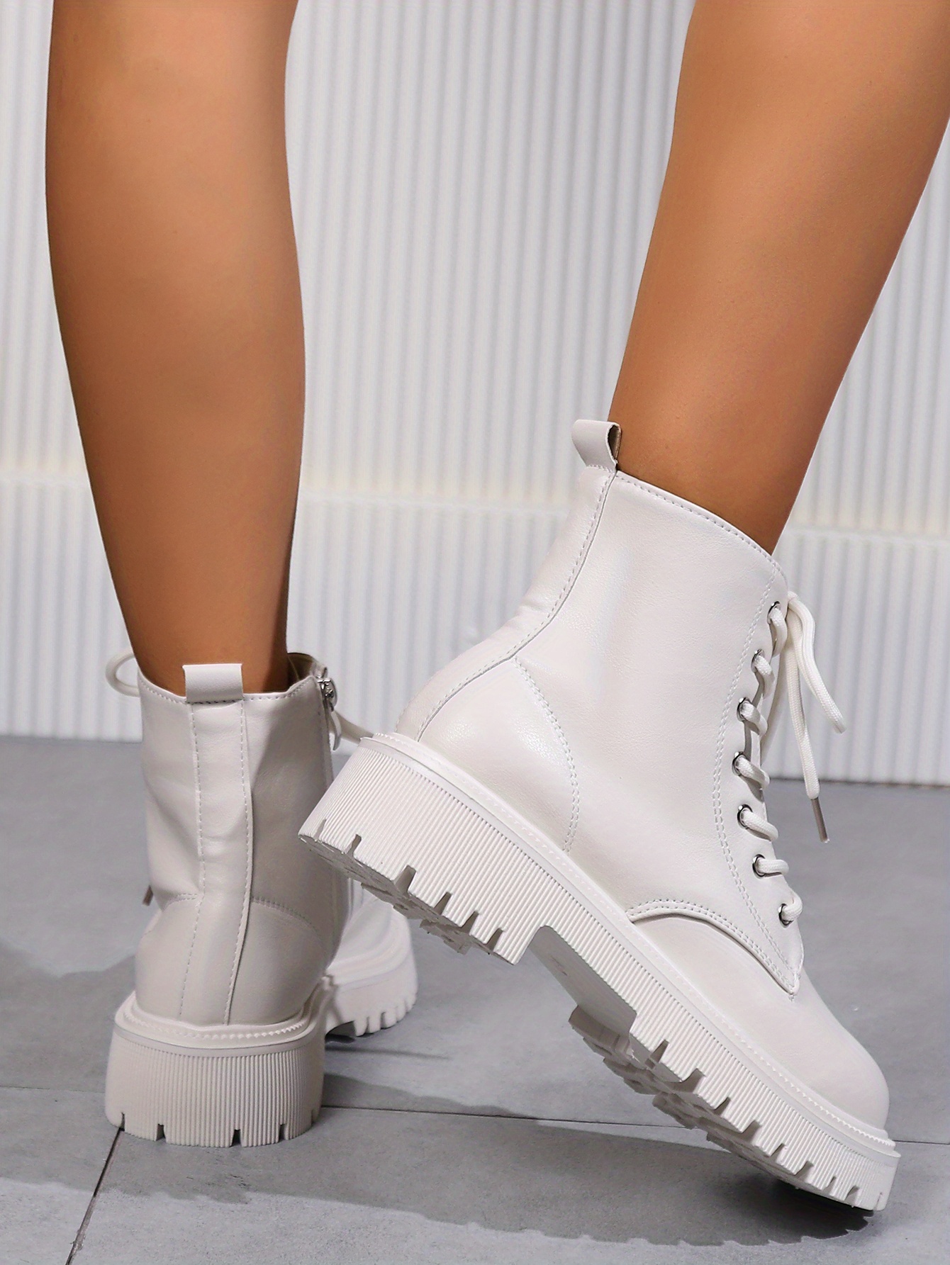 Women' Color Boots Lace Side Zipper Platform - Temu Australia