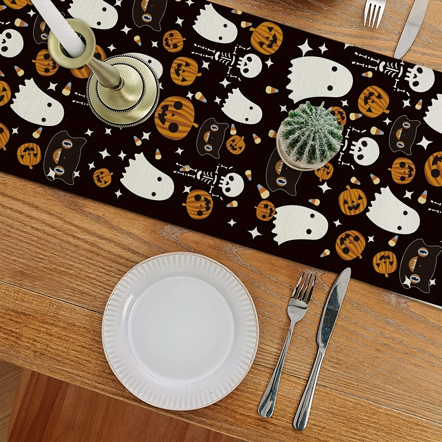 Halloween Table Runner Ghost Skeleton Ghost Pumpkin Table - Temu New ...