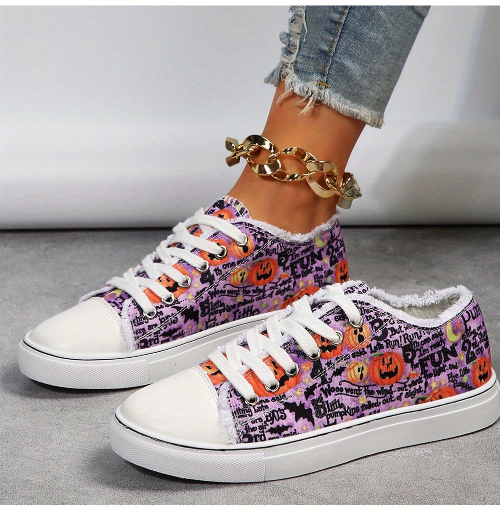 Colorful Pumpkins Ghost Print Low Top Sneakers Halloween - Temu Canada