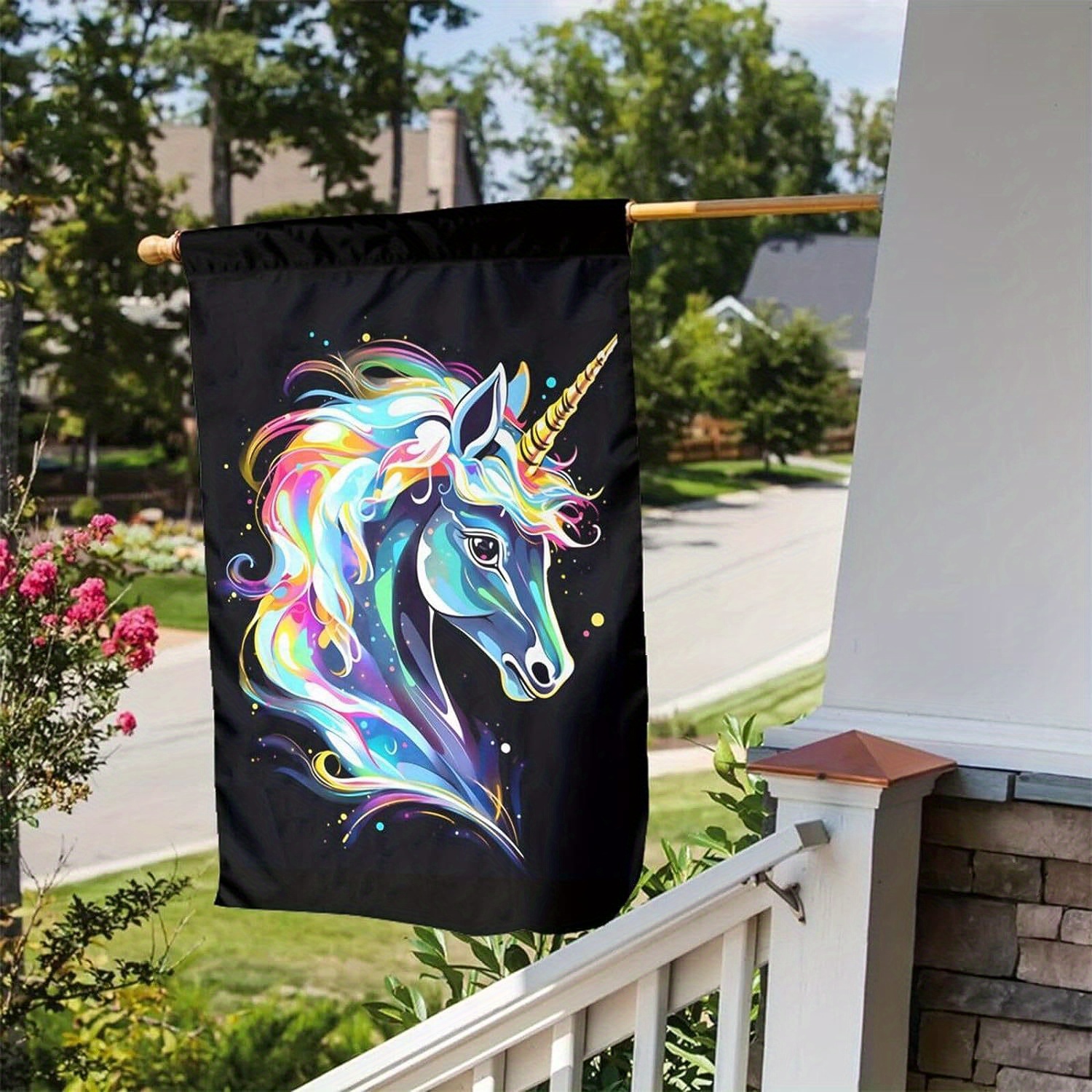 Unicorn Vector Illustration Garden Flag Gives New Life No - Temu New Zealand