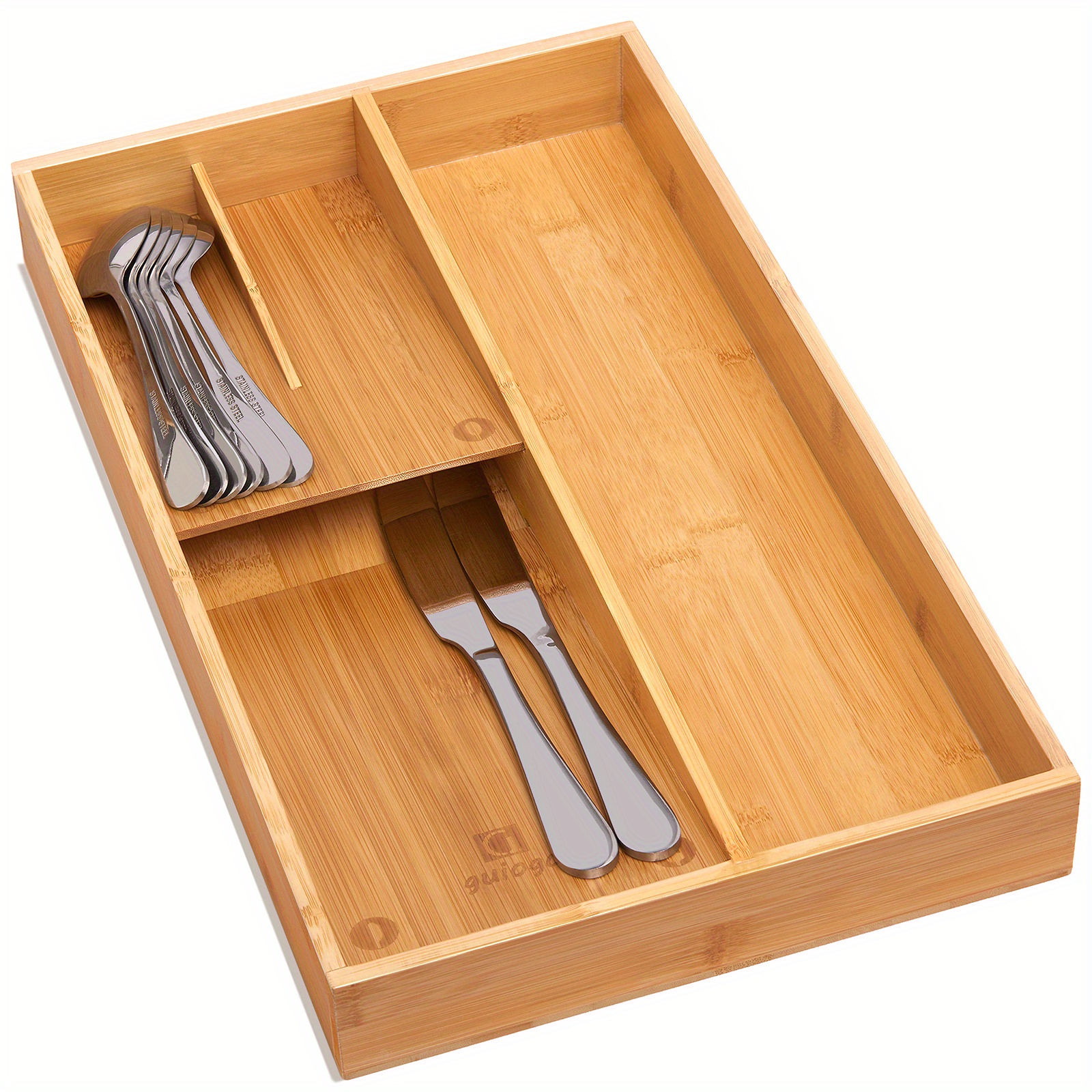 Kitchen Bamboo Drawer Organizer Utensils Holder Silverware - Temu Australia