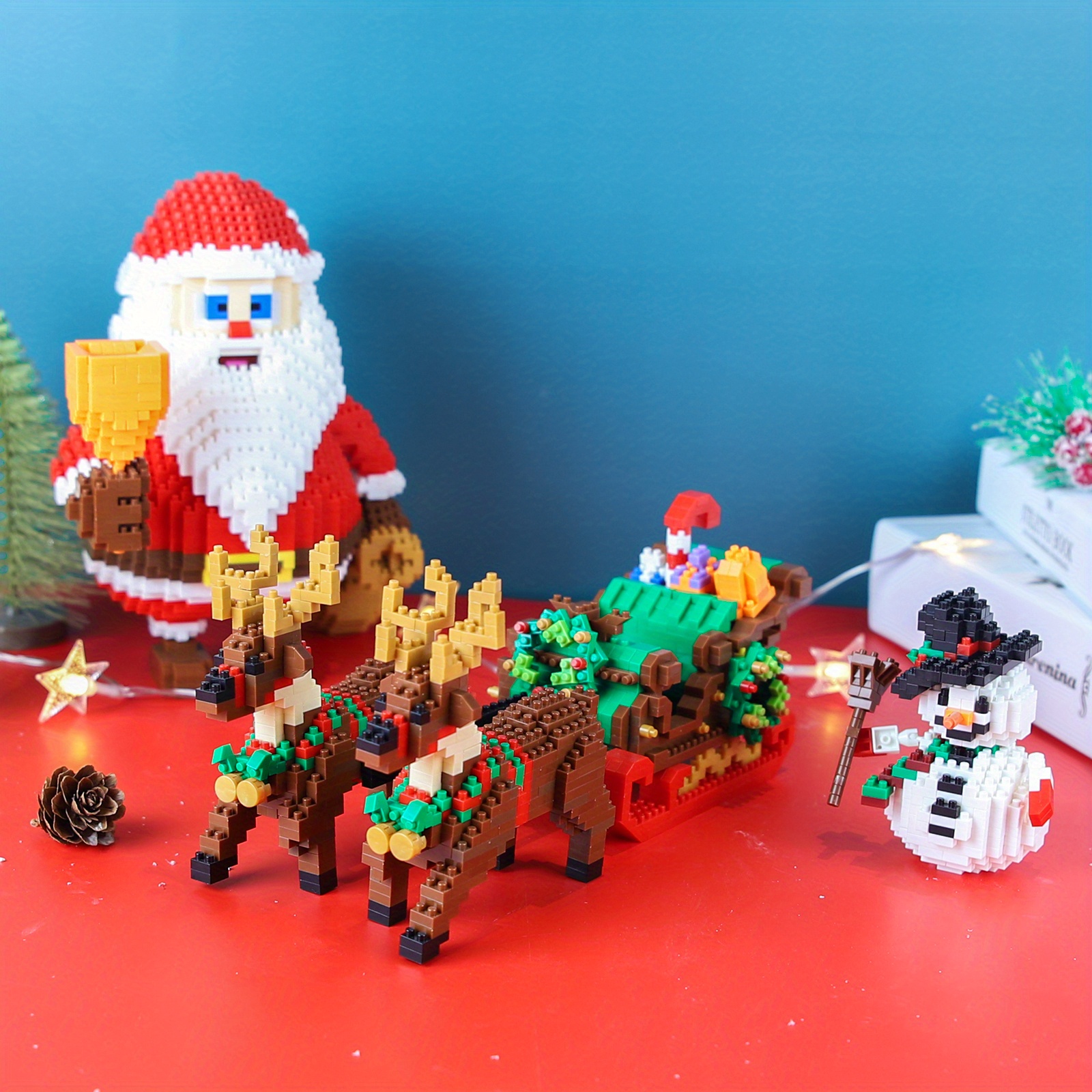 Christmas Sleigh Car Building Blocks Christmas Theme Ornaments ...