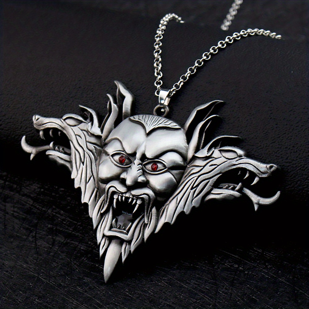 Tin Colored Ghost Head Mask Demon Wolf Head Pendant Necklace - Temu ...