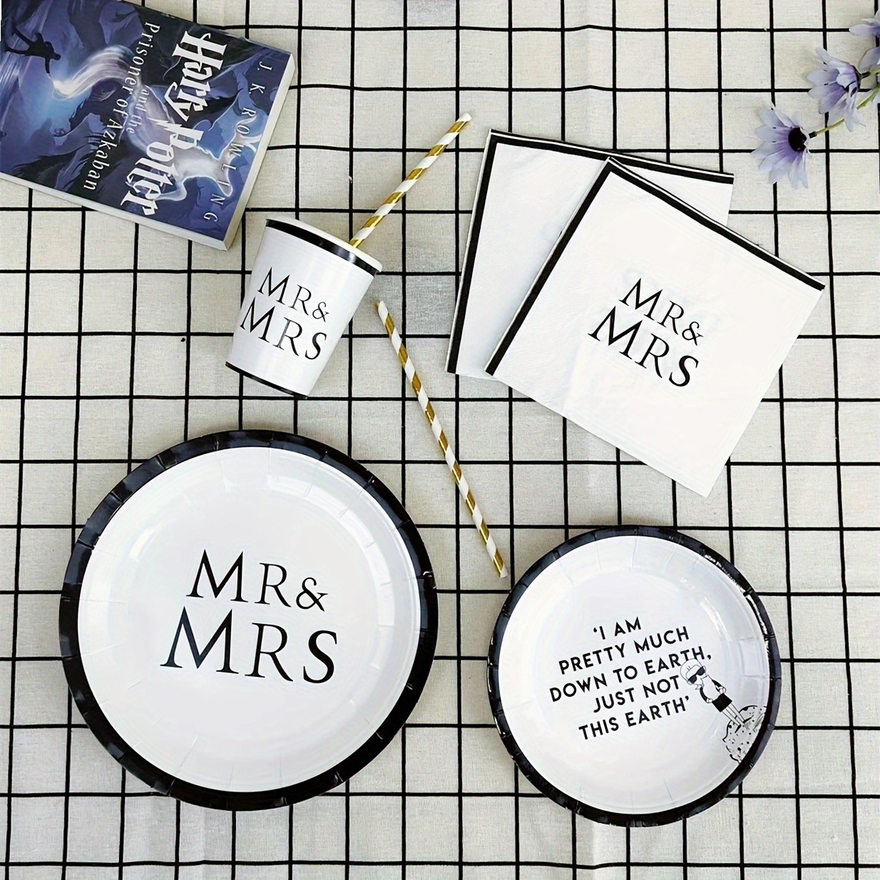 Disposable Dinnerware Set Black Paper Dinner Plates Napkins - Temu ...