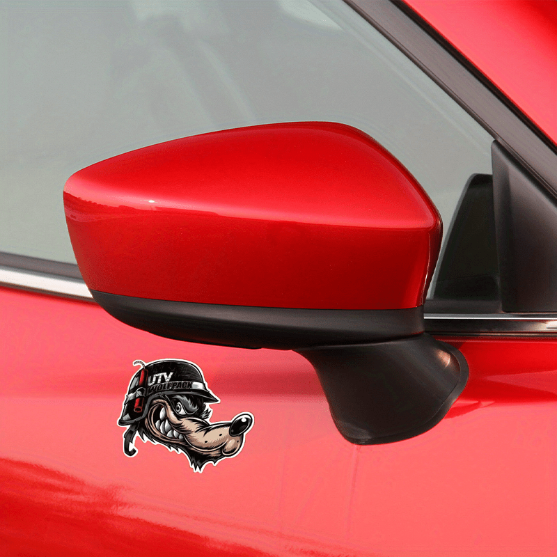 Wolf Car Sticker Wearing A Helmet Car Animal Waterproof - Temu Canada
