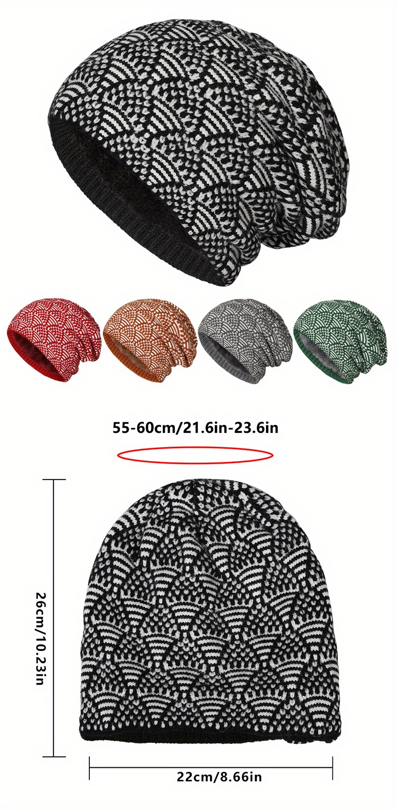 1pc Unisex Retro Thick Plus Velvet Brimless Beanie Knitted Hat With Ear ...