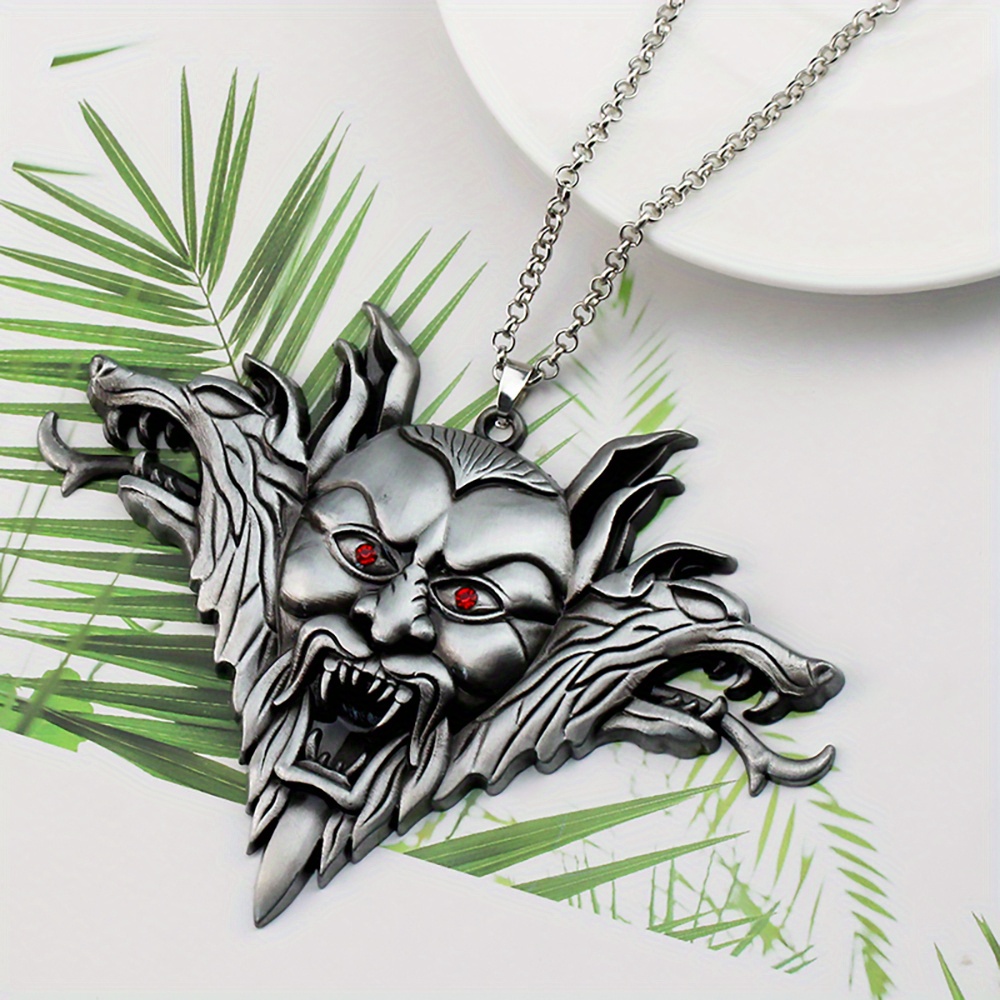 Tin Colored Ghost Head Mask Demon Wolf Head Pendant Necklace - Temu ...