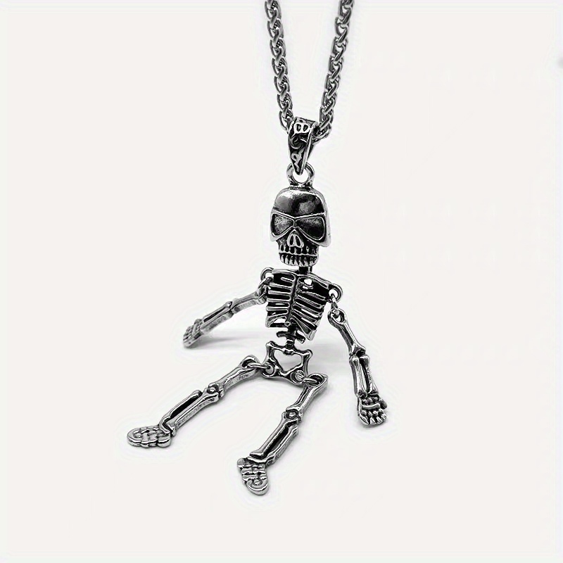Gothic Hip Hop Retro Dark Skull Skeleton Necklace Men Women - Temu New ...