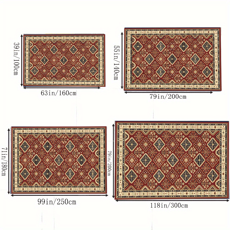 Bohemian Red American Classic Pattern Large Carpet Area Carpet, Soft ...
