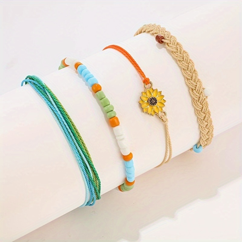 Colorful Wax Thread Braided Bracelet Set Multi Layers Hand - Temu Australia