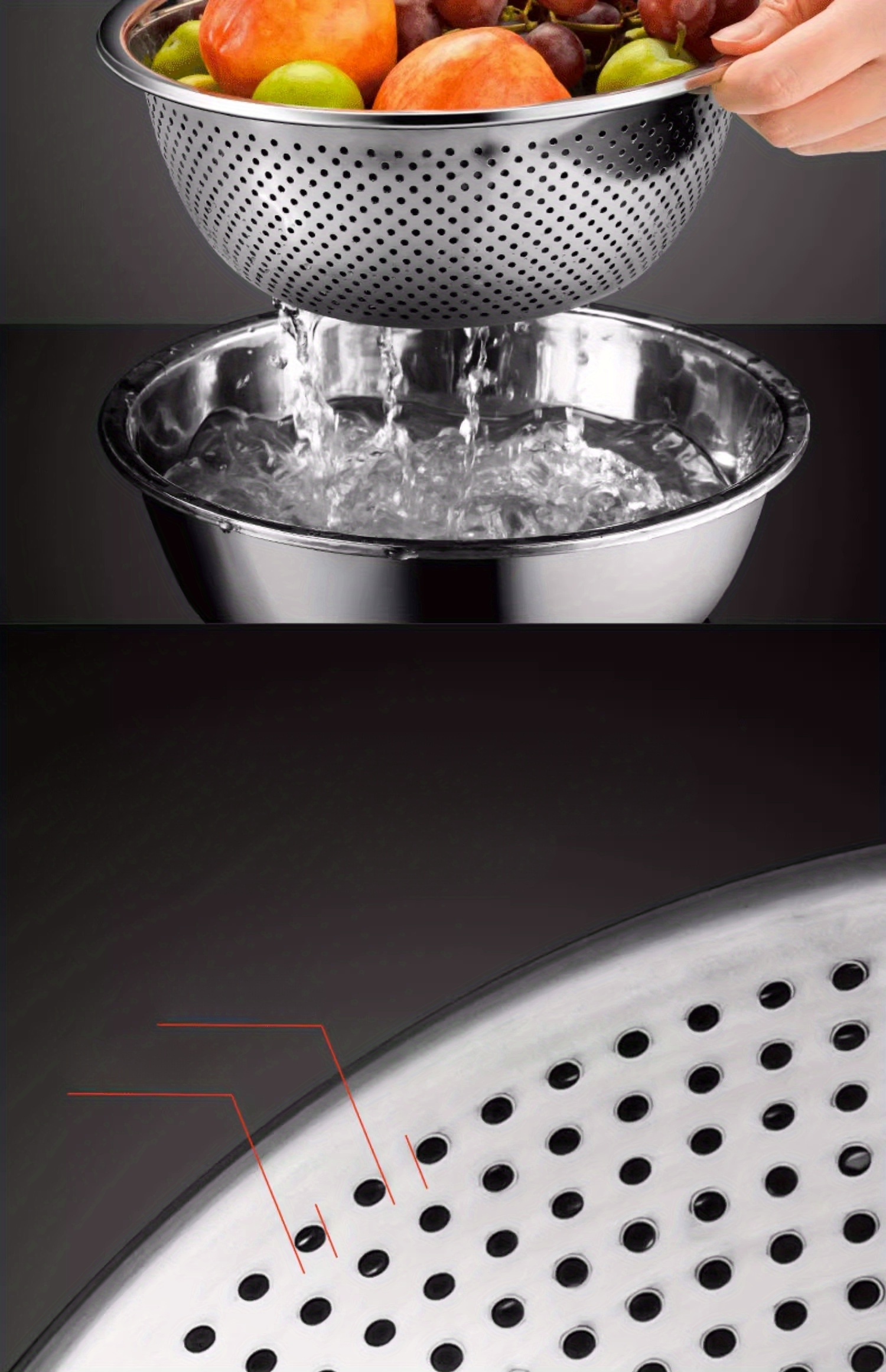 stainless steel leak basin kitchen vegetable washing basin - Temu New ...