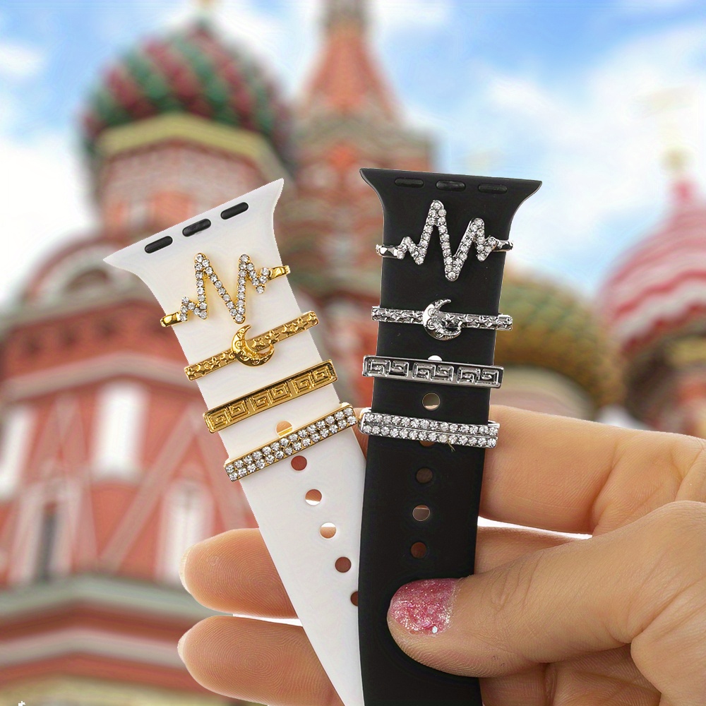 Rhinestone Moon Decoration Alloy Watch Band Decorative Rings - Temu Canada