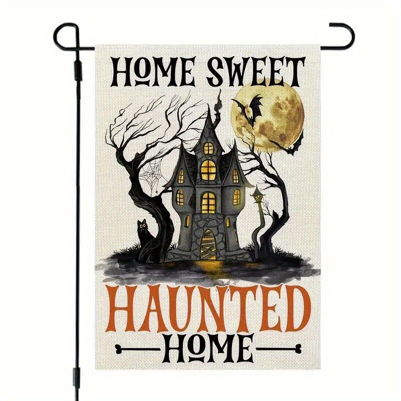 Halloween Haunted Home Garden Flag Burlap Holiday Seasonal - Temu ...