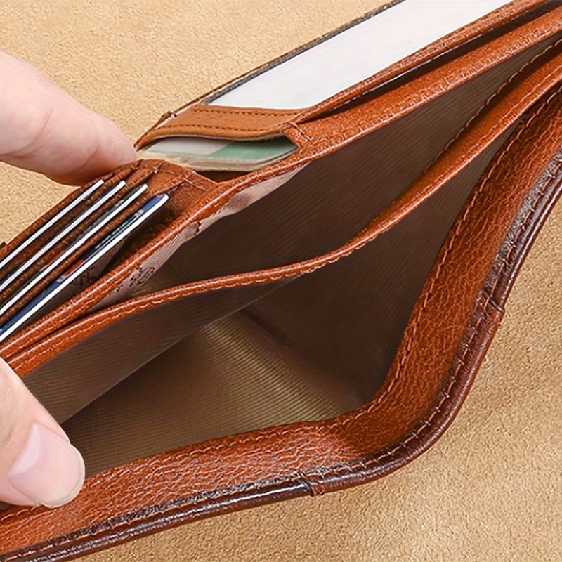 Genuine Leather Horizontal Bifold Wallets For Men Vintage Thin Short ...