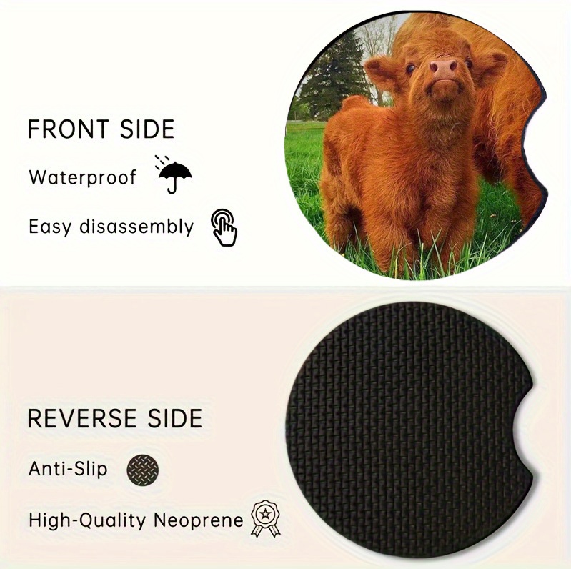 Animal Printed Non-slip Car Cup Holder Coasters, Heat Insulation ...