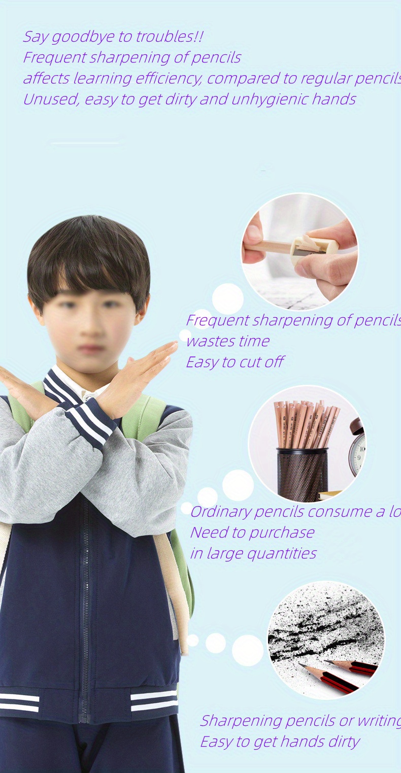 1pc student no sharpening pencil painting not easy to break lead new ...