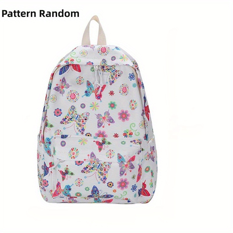 Full Retro Butterfly Floral Print Backpack classic Preppy Bo - Temu Japan