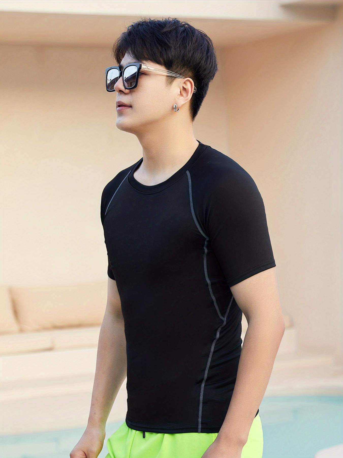 Men's Solid Fitness Short Sleeve T shirt Active Comfy High - Temu ...