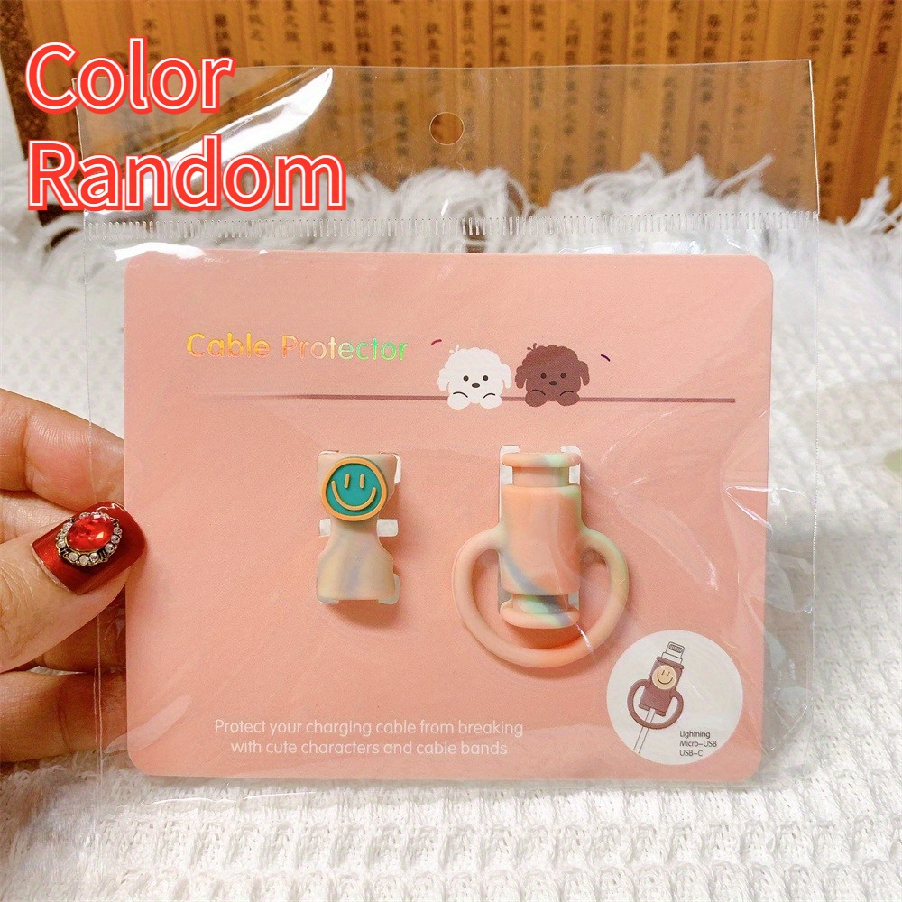 Mobile Phone Charging Cable Protective Case Silicone Cartoon 2 In 1 ...