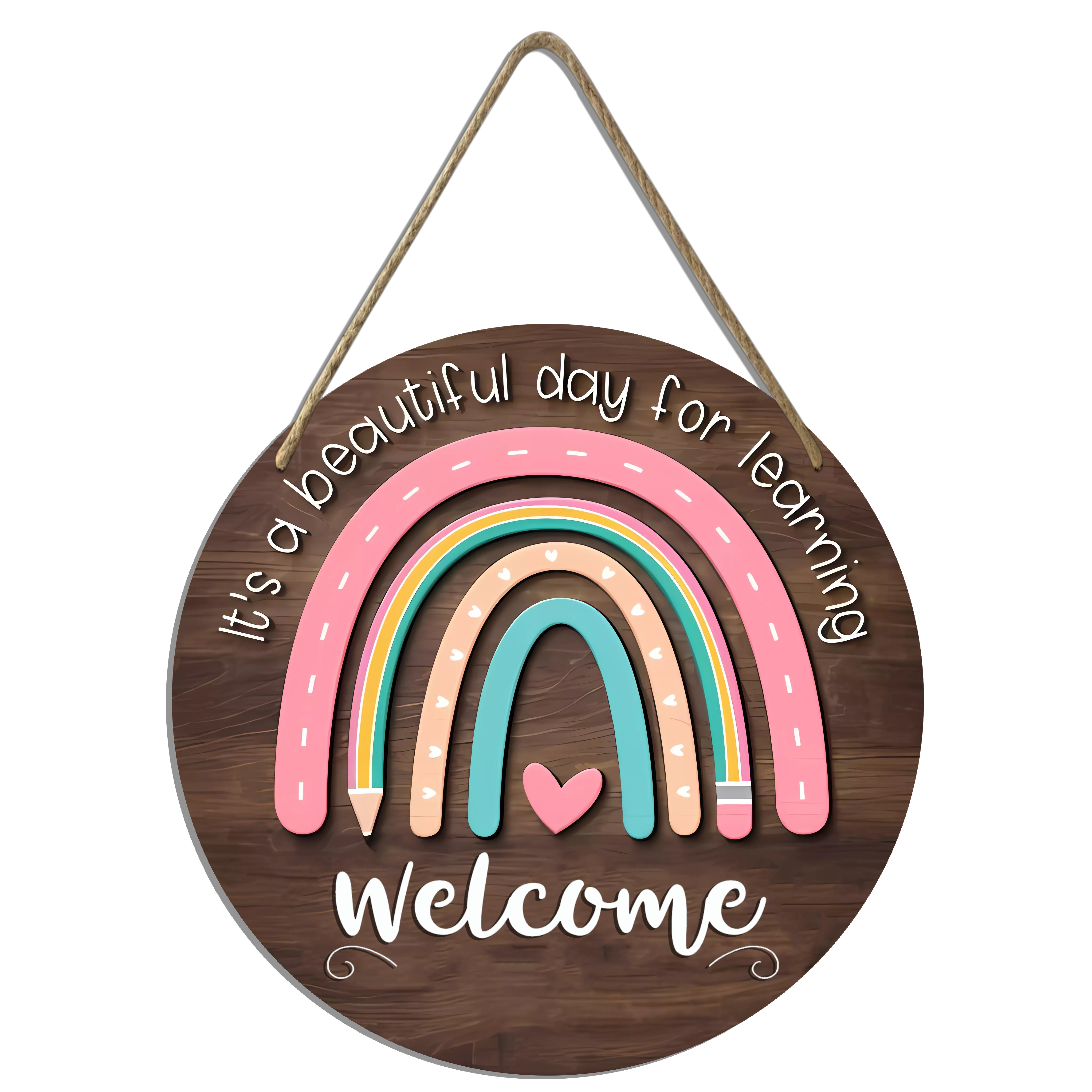 Wooden Plaque Welcome Today A Good Day Learning Rainbow - Temu