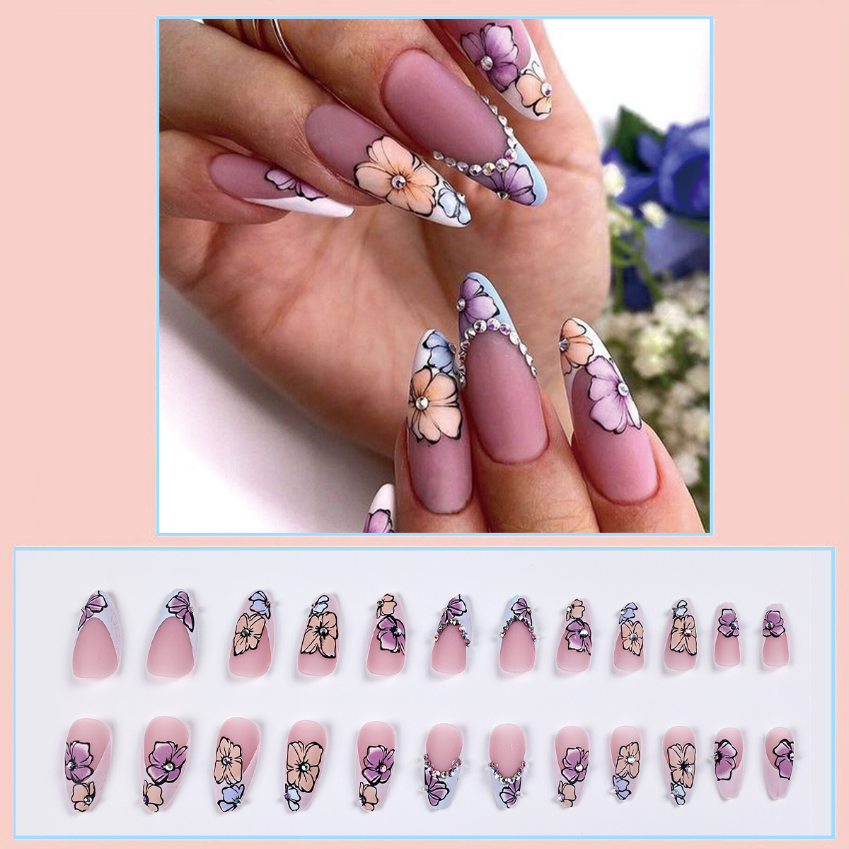 Matte Long Stiletto Nails Press Nails - Temu New Zealand