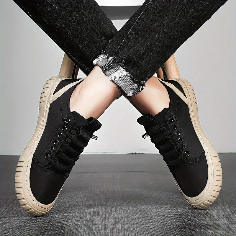 Mens Canvas Sneakers Lace Up Sneakers Casual Walking Shoes Comfortable