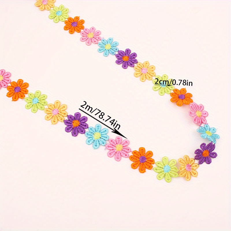 1ロールdiyカラフルデイジー刺繍レース衣料用生地レースウェビングロール2cm078in2m219yd Temu Japan