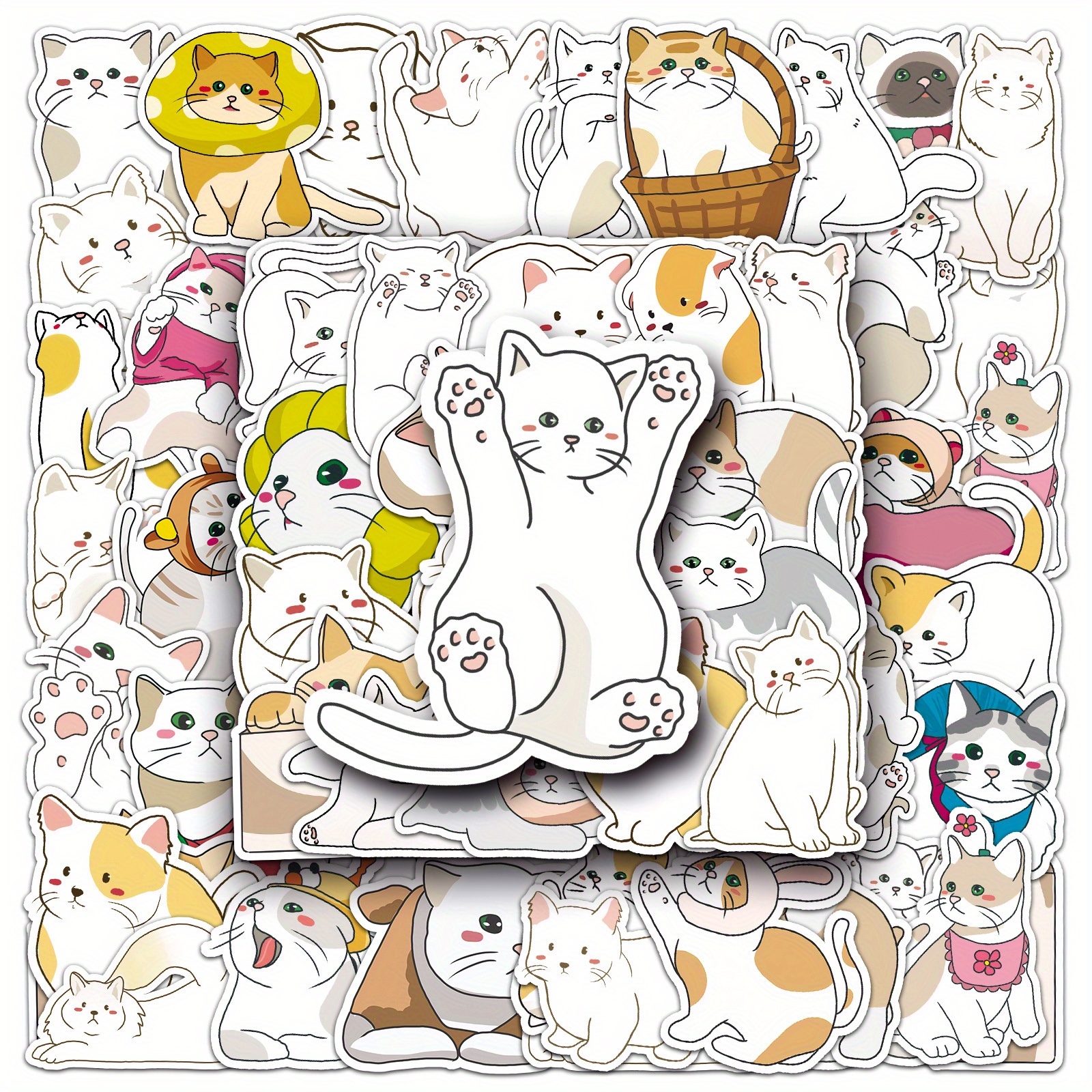 50 Kitten Doodle Stickers Original Cute Goo Card Sticker Diy - Temu ...