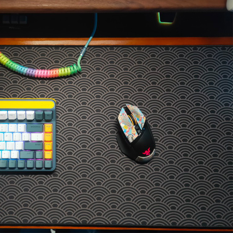 wave mouse pad japanese pattern black expanding mouse pad - Temu Australia