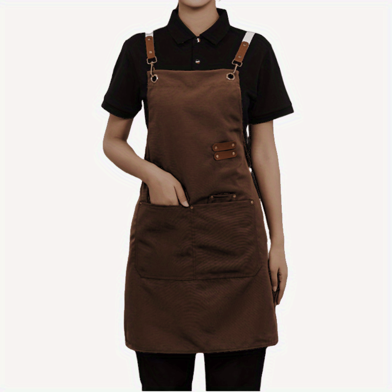 1pc canvas waterproof dining apron with pockets coffee bars restaurants ...