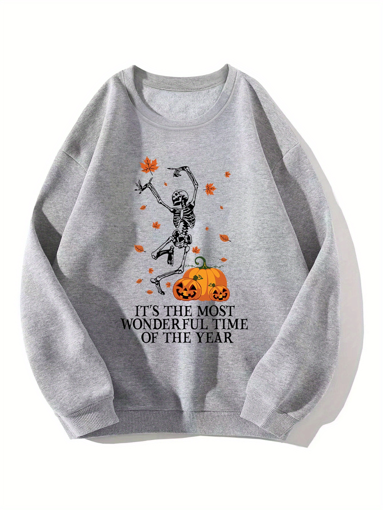 Halloween Skull Print Sweatshirt Casual Long Sleeve Crew - Temu Canada