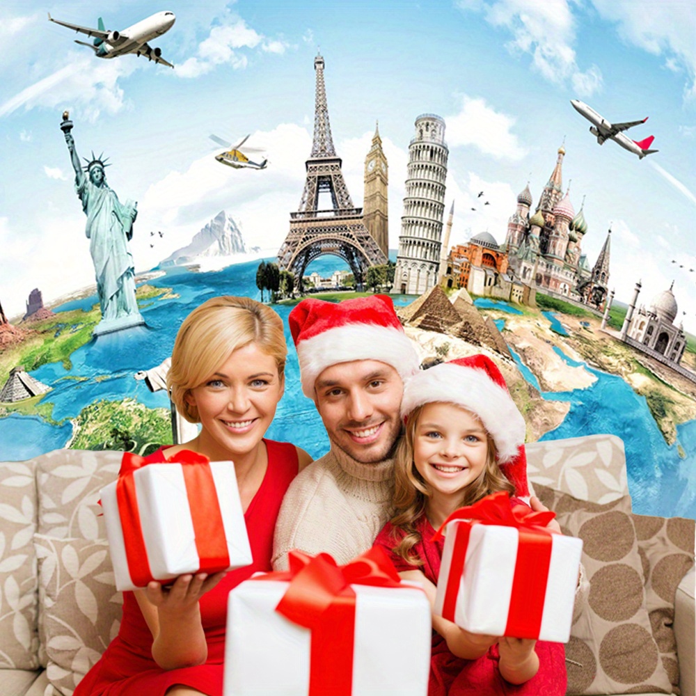 Travel Backdrop Earth Map Worldwide Famous - Temu