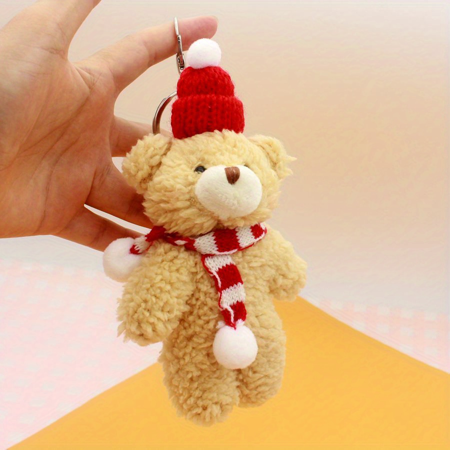 Cute Scarf Christmas Bear Couple Teddy Bear Pendant Female - Temu Australia