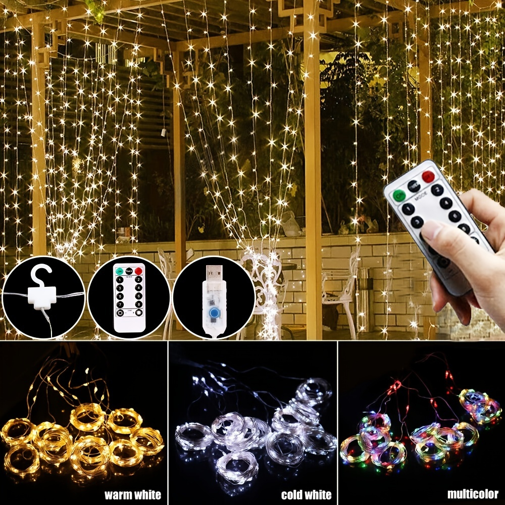 Led Curtain Lights Garland Fairy String Lights Holiday - Temu