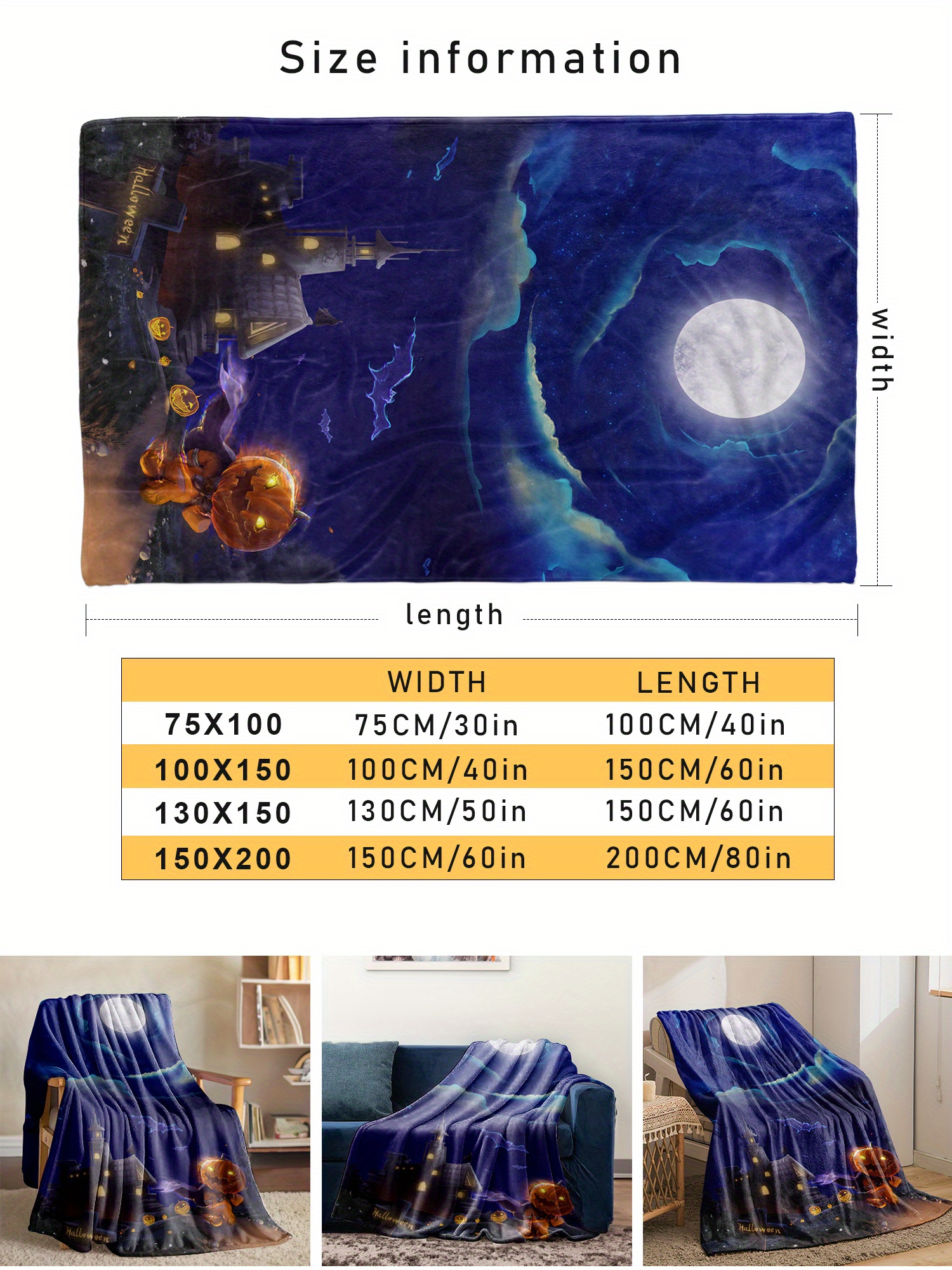 Blanket Halloween Pattern - Temu Australia