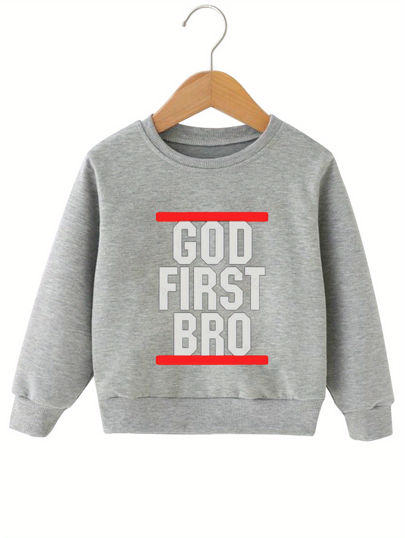 God First Bro Letter Pattern Print Sweatshirt Kids Boys Keep - Temu New ...