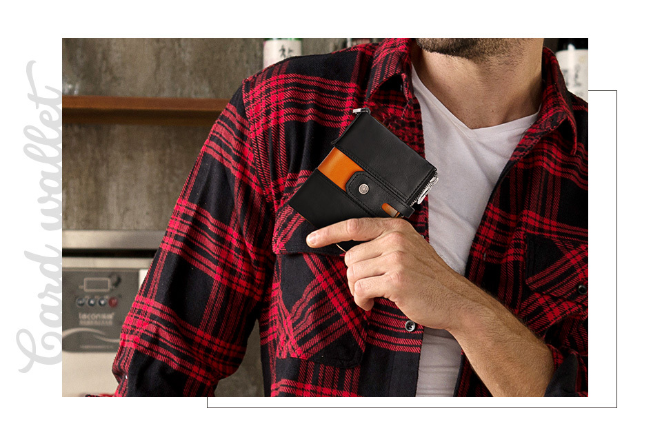 Mens Wallets With Anti Theft Chain Genuine Leather Short Wallet Credit ...